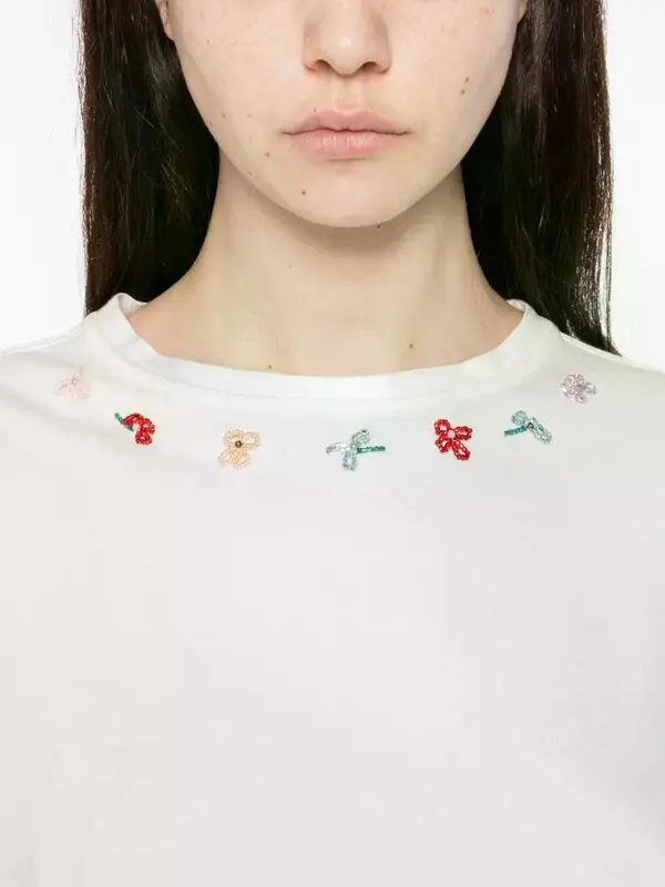FORTE_FORTE Embroidered Cotton T-shirt - White