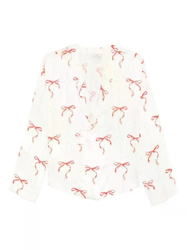 FORTE_FORTE Bow-print Shirt - White