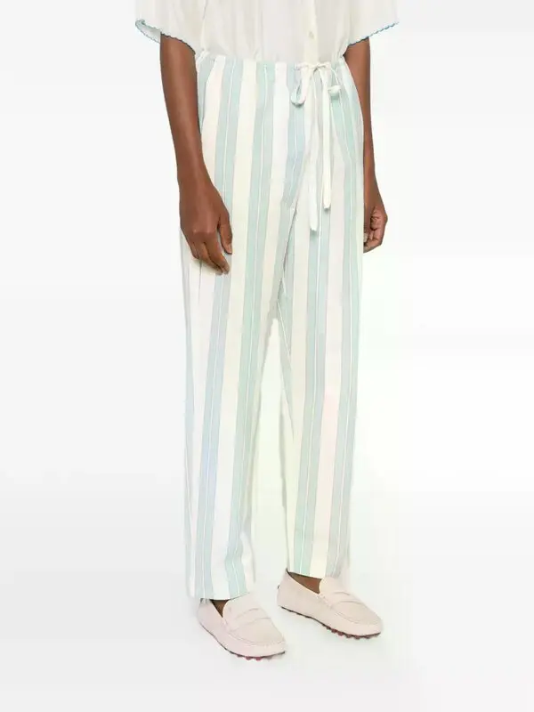 FORTE_FORTE Striped Trousers With Drawstring - White