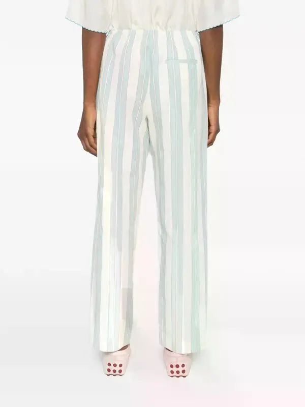 FORTE_FORTE Striped Trousers With Drawstring - White