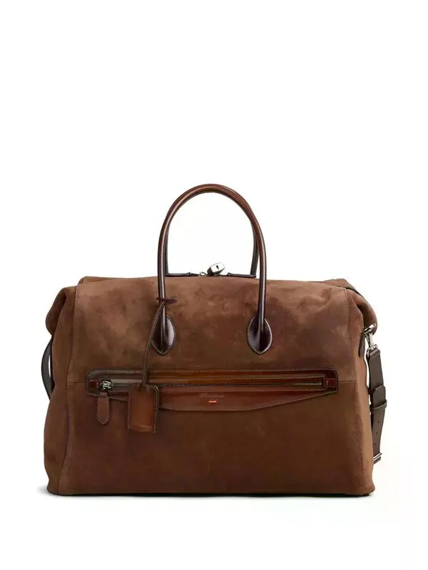 Santoni Suede Tote Bag - Brown