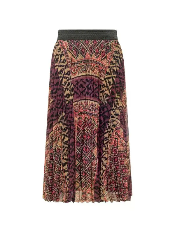 Ba&sh Olgia Patterned Pleated Midi Skirt - Brown