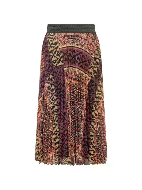 Ba&sh Olgia Patterned Pleated Midi Skirt - Brown