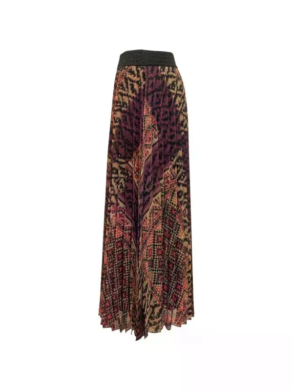 Ba&sh Olgia Patterned Pleated Midi Skirt - Brown