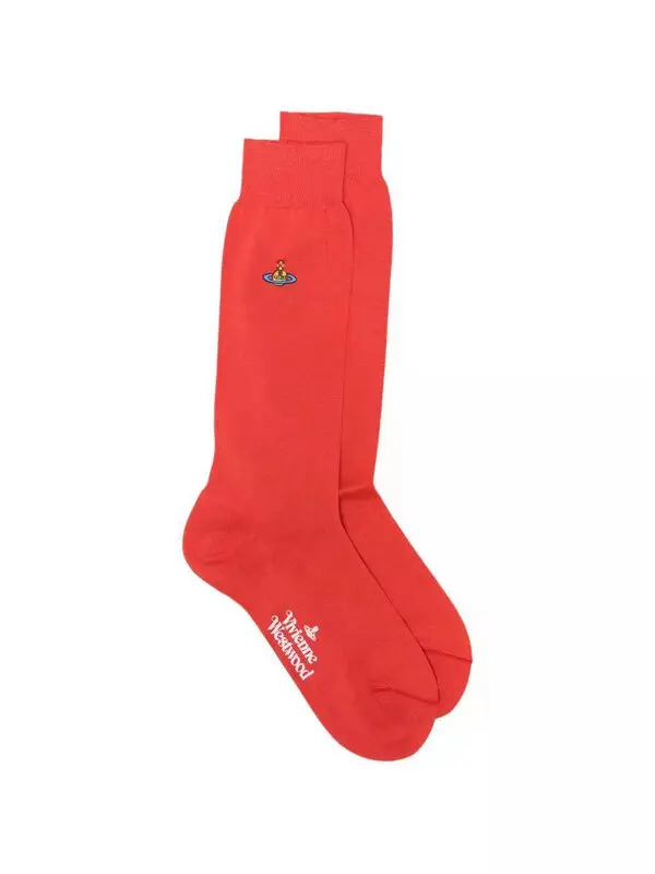 VIVIENNE WESTWOOD Orb-embroidered Socks - Red