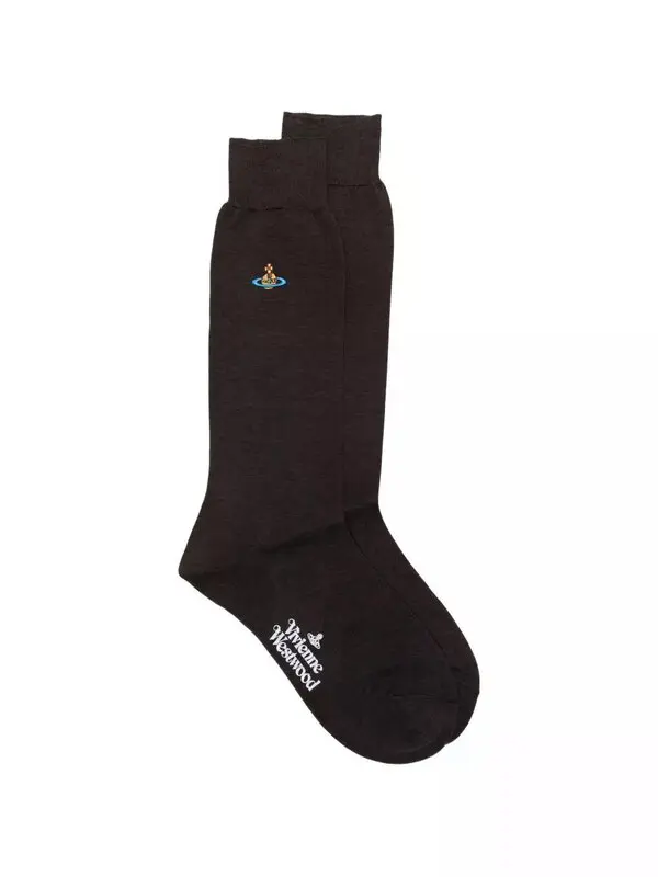 VIVIENNE WESTWOOD Orb-embroidered Socks - Brown