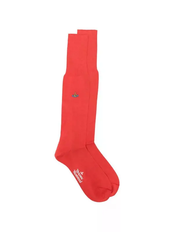 VIVIENNE WESTWOOD Orb-embroidered Socks - Red