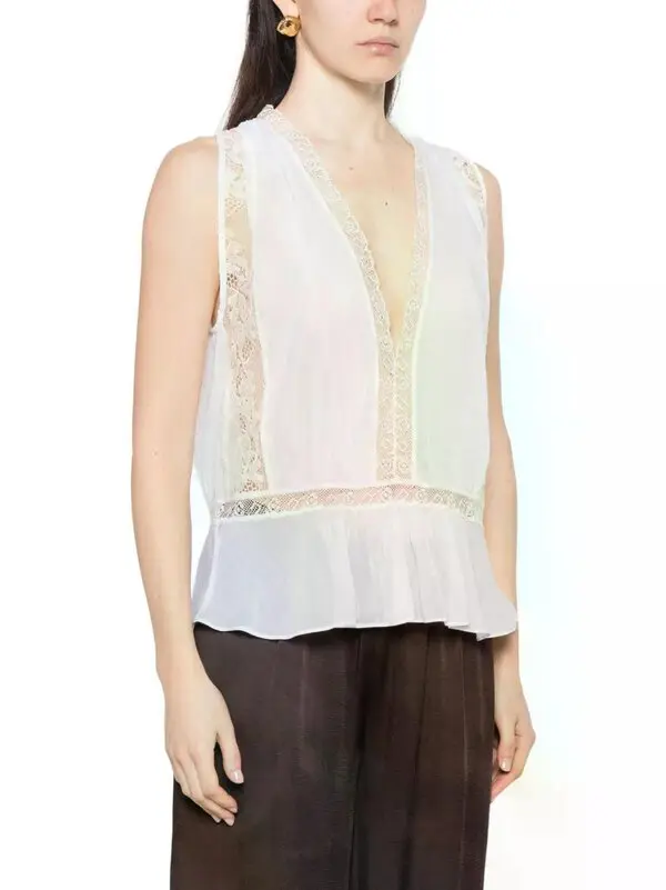 FORTE_FORTE Lace-detail Ruffled Top