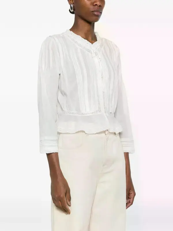 DÔEN Hillock Lace-detail Blouse - White