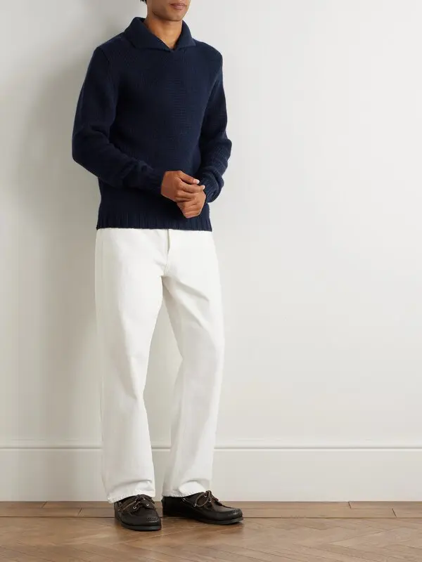 ALLUDE Shawl-collar Virgin Wool And Cashmere-blend Sweater