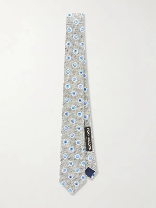FAVOURBROOK Selworthy 8cm Cotton And Silk-blend Jacquard Tie - Gray
