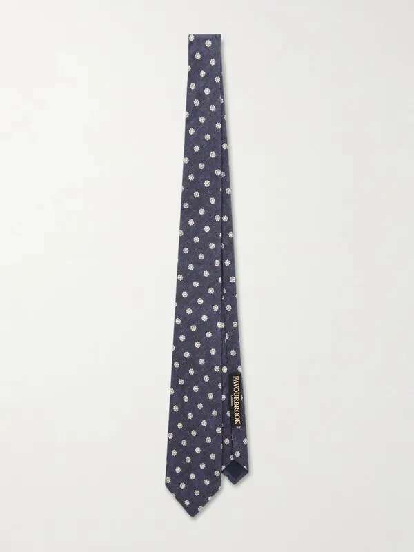 FAVOURBROOK Monmouth Floral-print Cotton And Wool-blend Tie - Blue