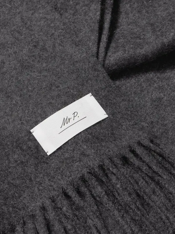 Mr P. Logo-appliquéd Fringed Cashmere Scarf