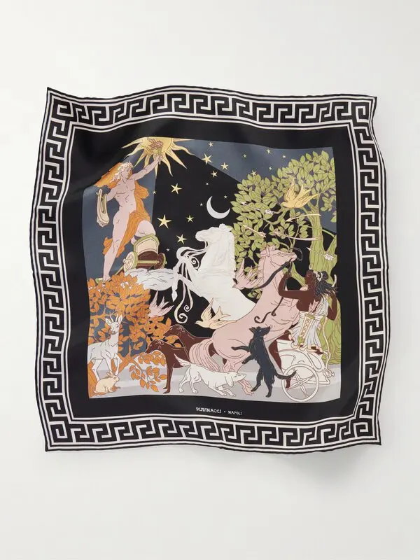 Rubinacci Apollo And Artemis Printed Silk-satin Scarf