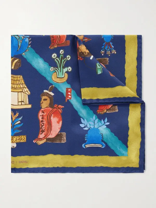 Rubinacci Printed Silk-twill Pocket Square