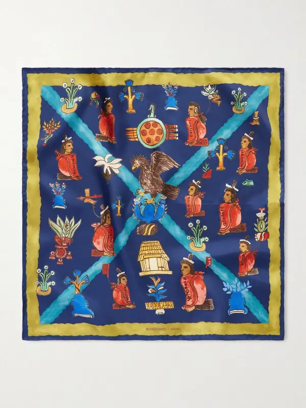 Rubinacci Printed Silk-twill Pocket Square