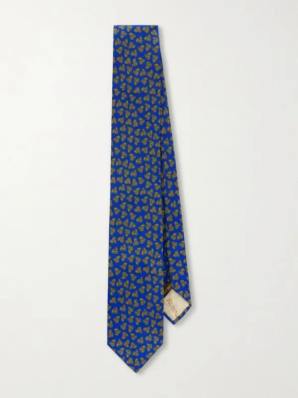 Rubinacci 9cm Printed Silk-twill Tie - Blue