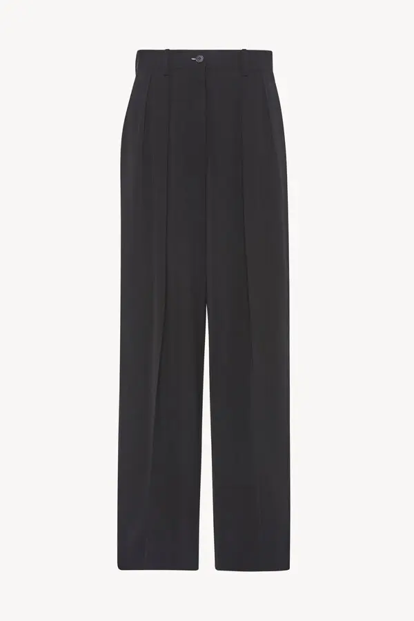 THE ROW Wool Suiting Straight Leg Pant - Black