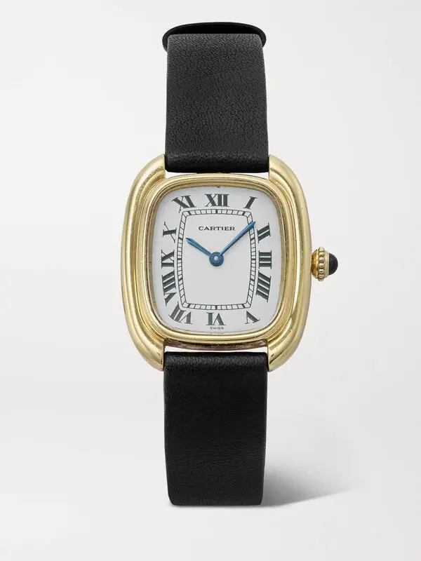 STEPHANIE WINDSOR Cartier Vintage 1980s Gondole 18-karat And Leather Watch - Gold