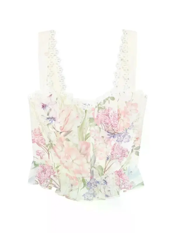 Charo Ruiz Ibiza Floral Print Ruffled Top - Neutrals