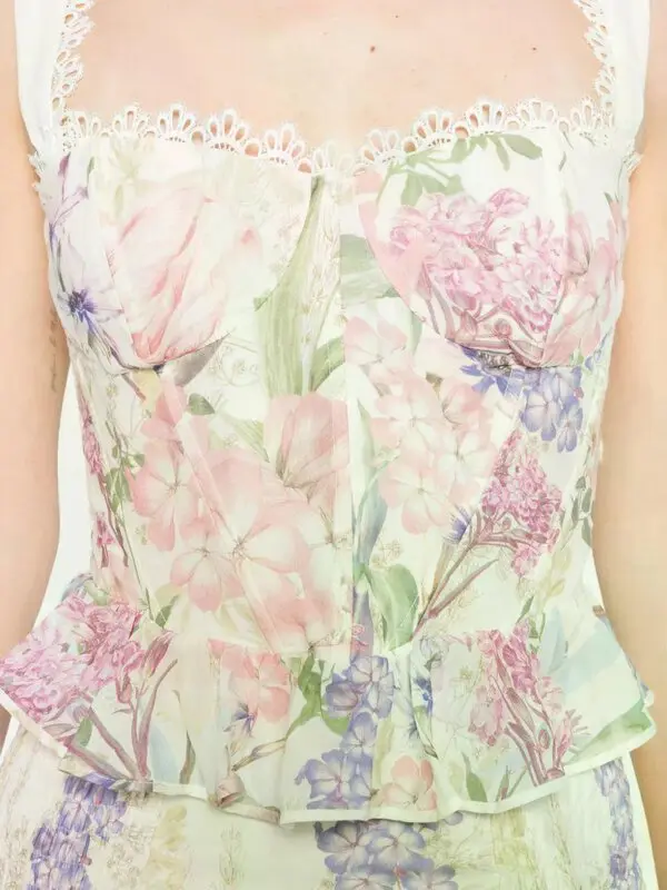 Charo Ruiz Ibiza Floral Print Ruffled Top - Neutrals