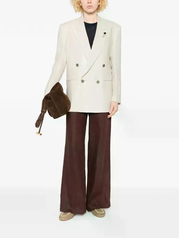 LARDINI Pin-detail Double-breasted Blazer - Neutrals
