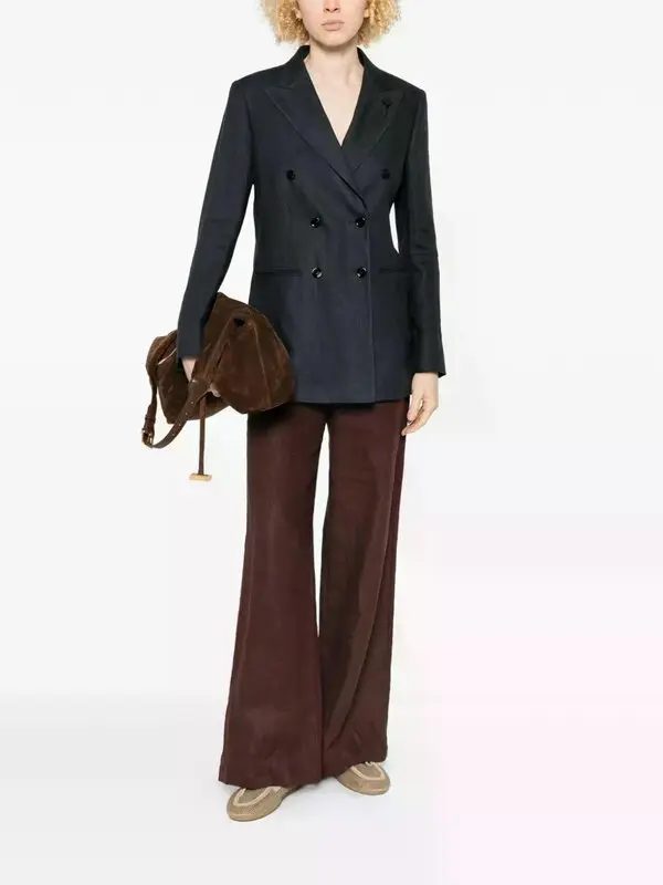 LARDINI Double-breasted Blazer With Flower Pin - Blue