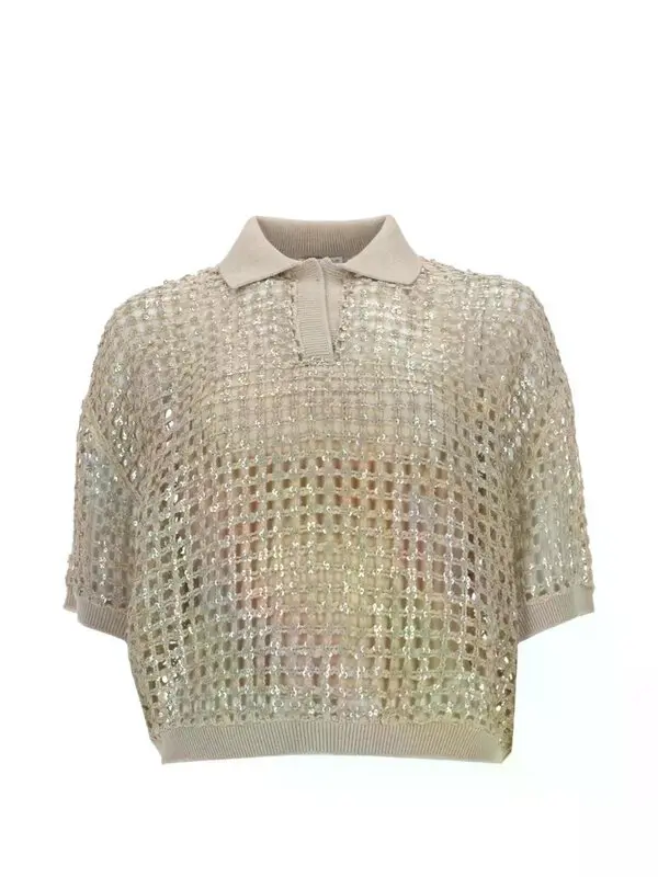 Brunello Cucinelli Sequin-embellished Polo Shirt - Neutrals