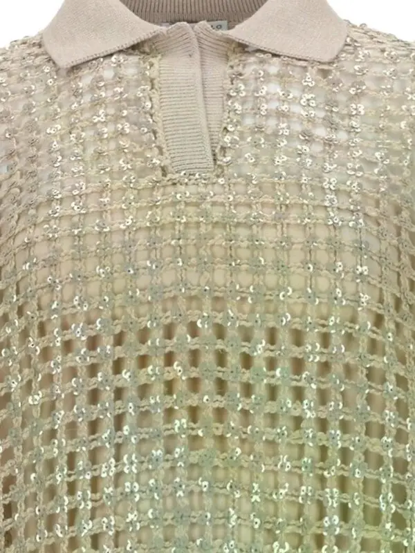 Brunello Cucinelli Sequin-embellished Polo Shirt - Neutrals