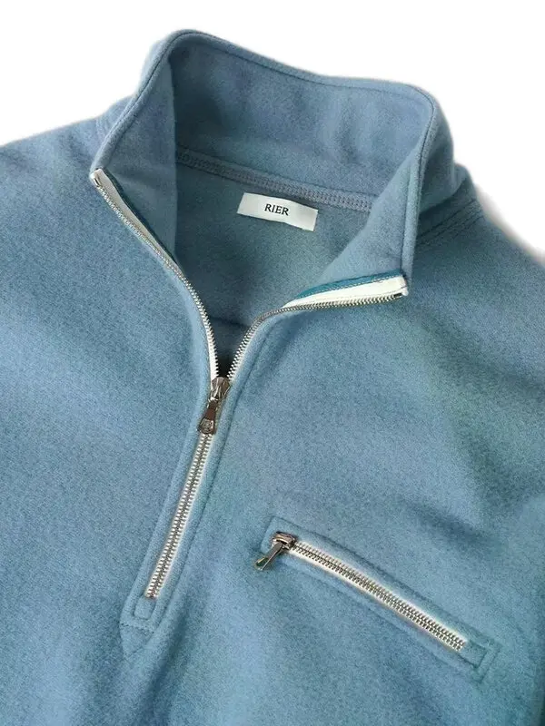 RIER Zip-up Polo Top - Blue