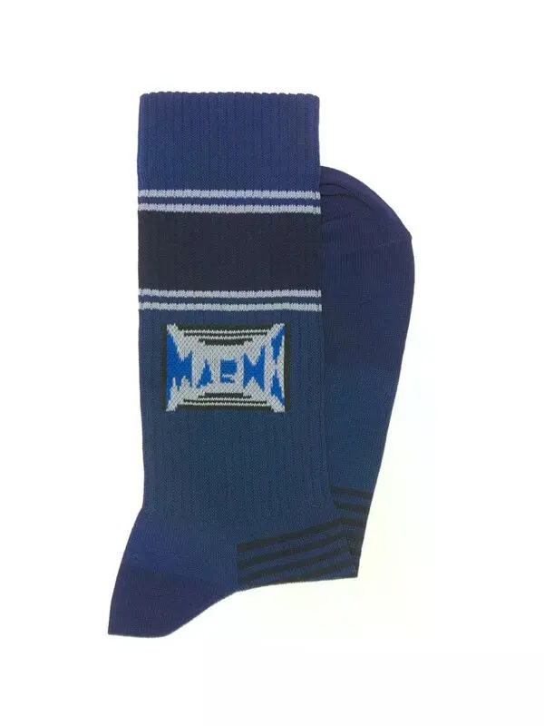 Marni Ribbed Cotton Jacquard Stripe Crew Socks
