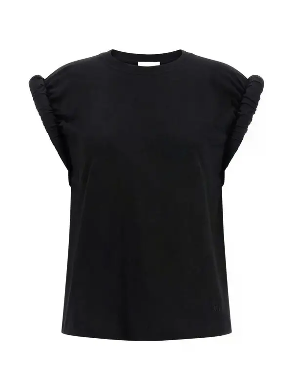 NUDE Logo-embroidered Curled Sleeve T-shirt - Black
