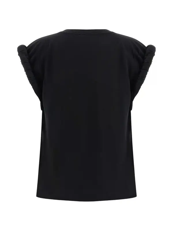 NUDE Logo-embroidered Curled Sleeve T-shirt - Black