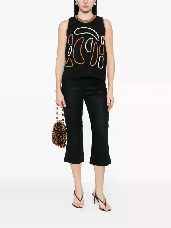 ROSANNA OCAMPO Brown-trim Sleeveless Blouse