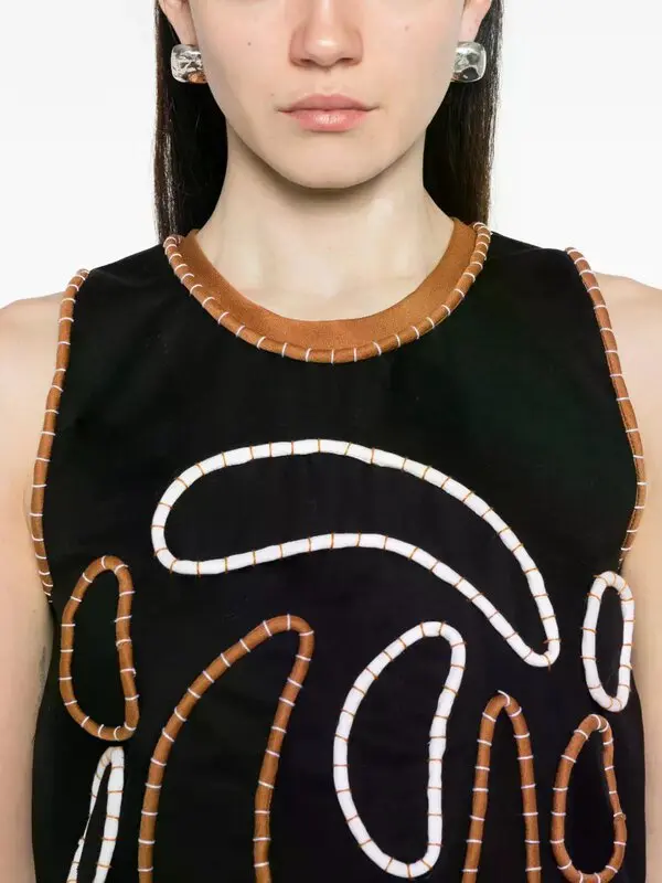ROSANNA OCAMPO Brown-trim Sleeveless Blouse