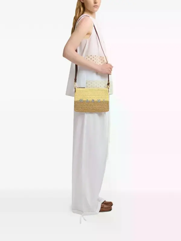 Marni Raffia Pouch With Shoulder Strap - Neutrals