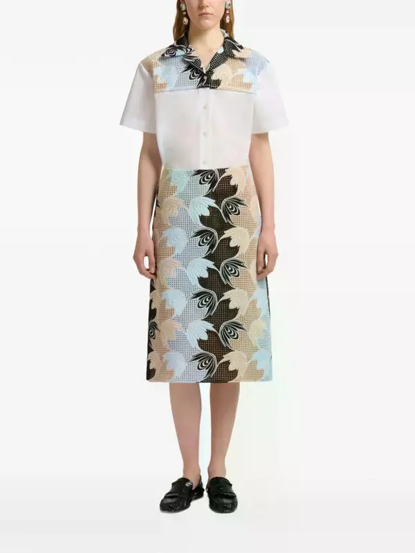 Marni Floral Embroidered Midi Skirt