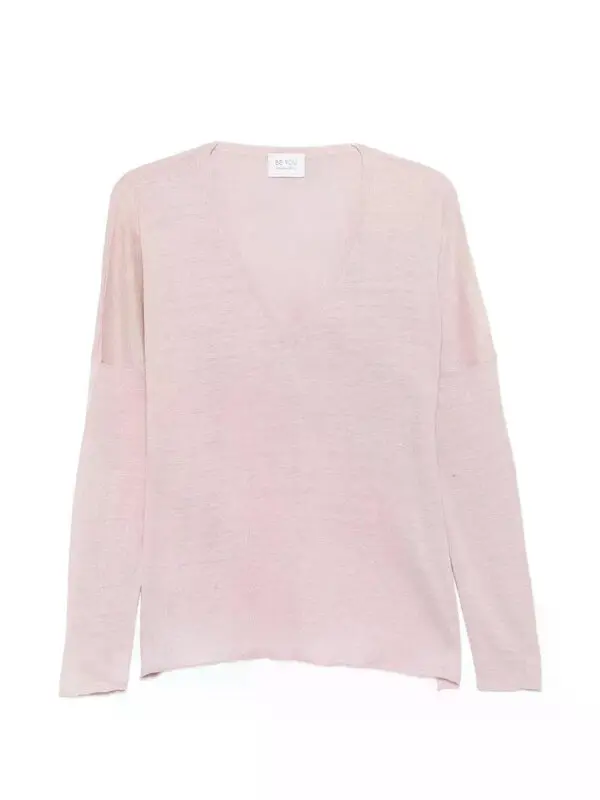 BEYOU V-neck Long Sleeve Top - Pink