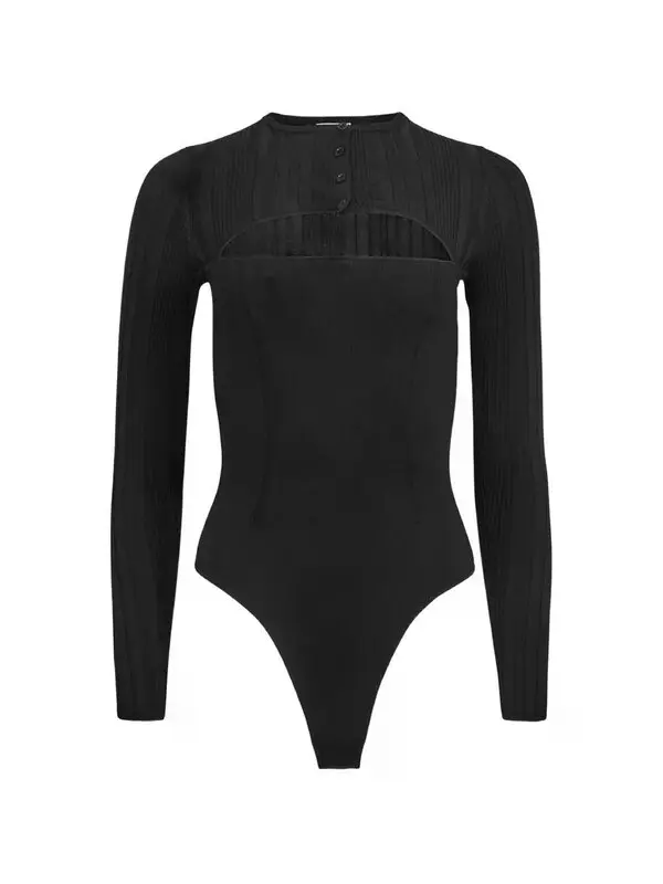 FLEUR DU MAL Ribbed Button Bodysuit