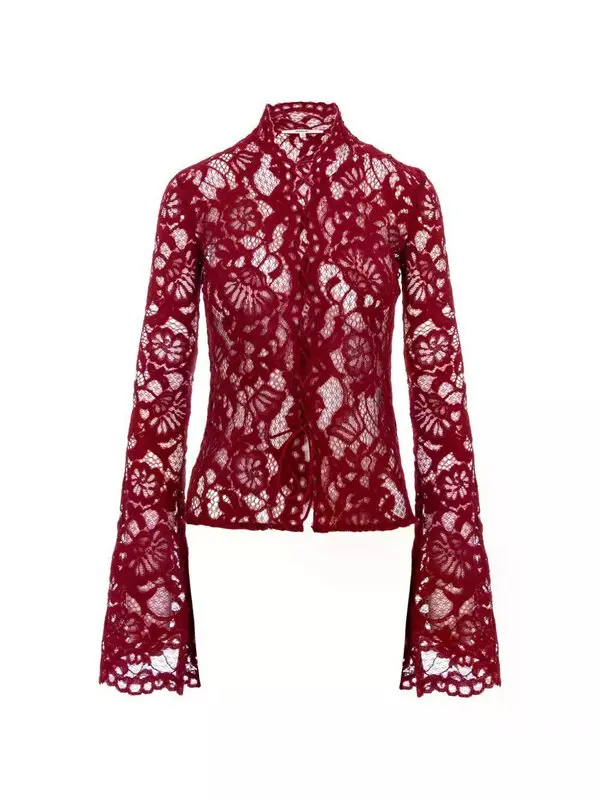 MANURI High Neck Floral Lace Blouse