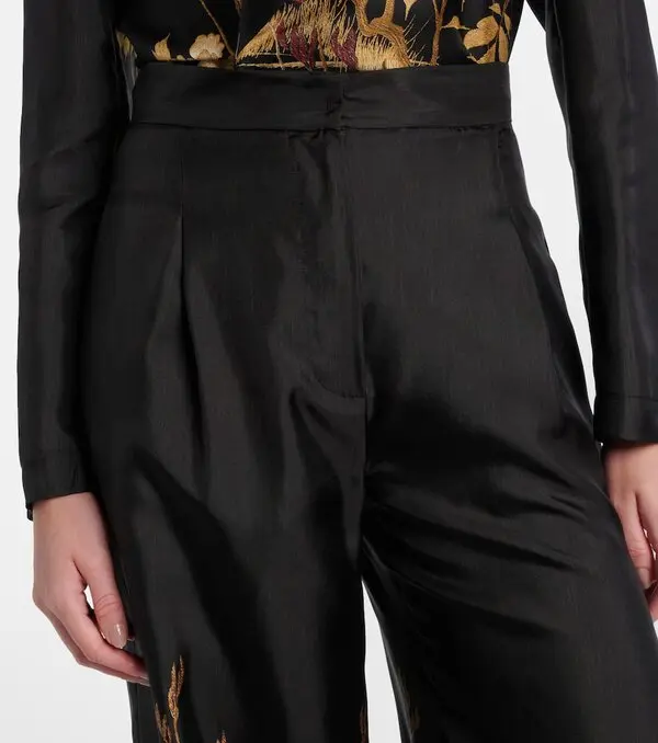 Max Mara Mappa Printed High-rise Silk Wide-leg Pants