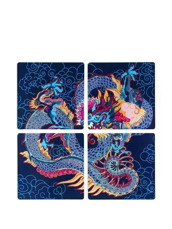 Shanghai Tang Tang Dragon Vivid Coaster - Blue
