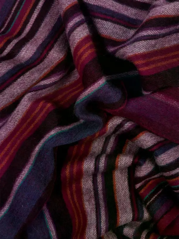 Paul Smith Striped Fringed Wool Scarf