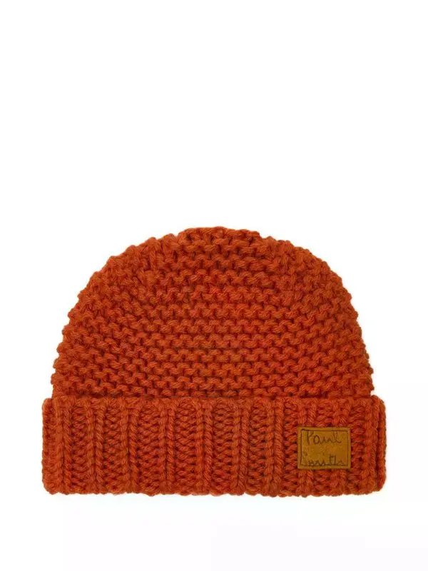Paul Smith Knitted Patch Beanie - Orange