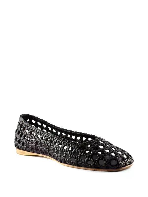 PALOMA BARCELO Round-toe Woven Ballet Flats - Black