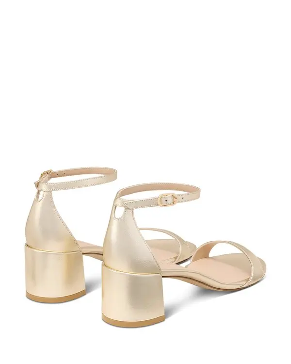 STUART WEITZMAN Nudist Leather Block Heel Sandals - Light Gold