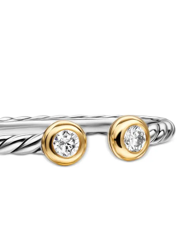 David Yurman Sterling And 18k Yellow Gold Diamond Cable Open Round Ring