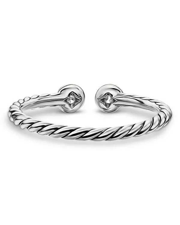 David Yurman Sterling And 18k Yellow Gold Diamond Cable Open Round Ring