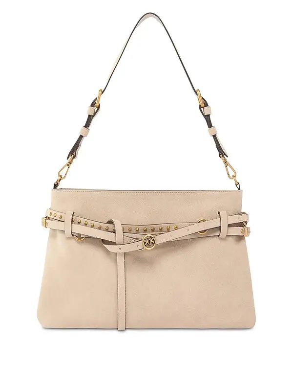 Pinko Classic Belted Suede Shoulder Bag - Cq