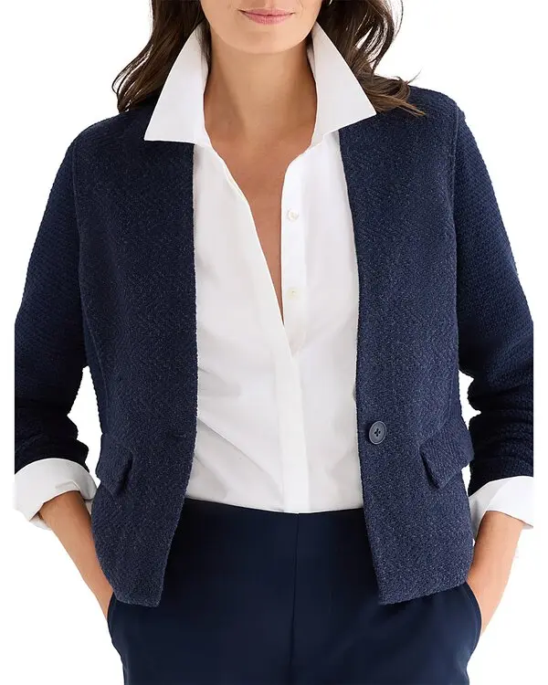 NIC+ZOE Collarless Knit Jacket - Dark Indigo